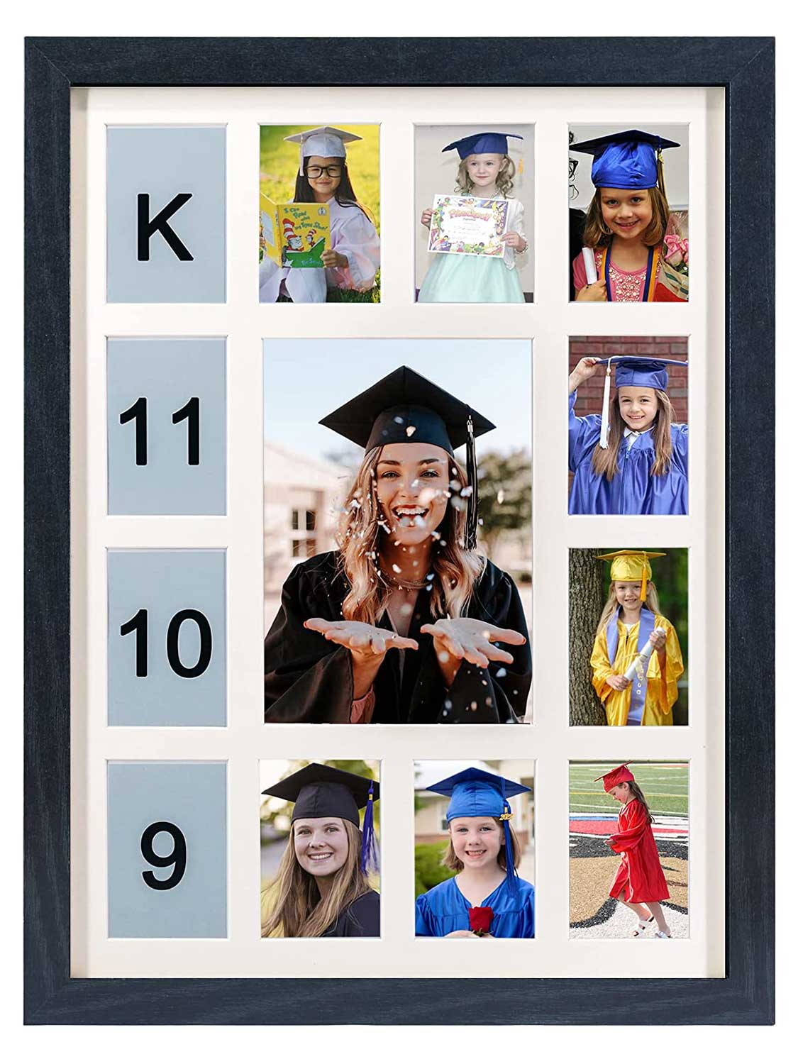 School Years K-12 Day Collage Wood with Double Mat Graduation Keepsake