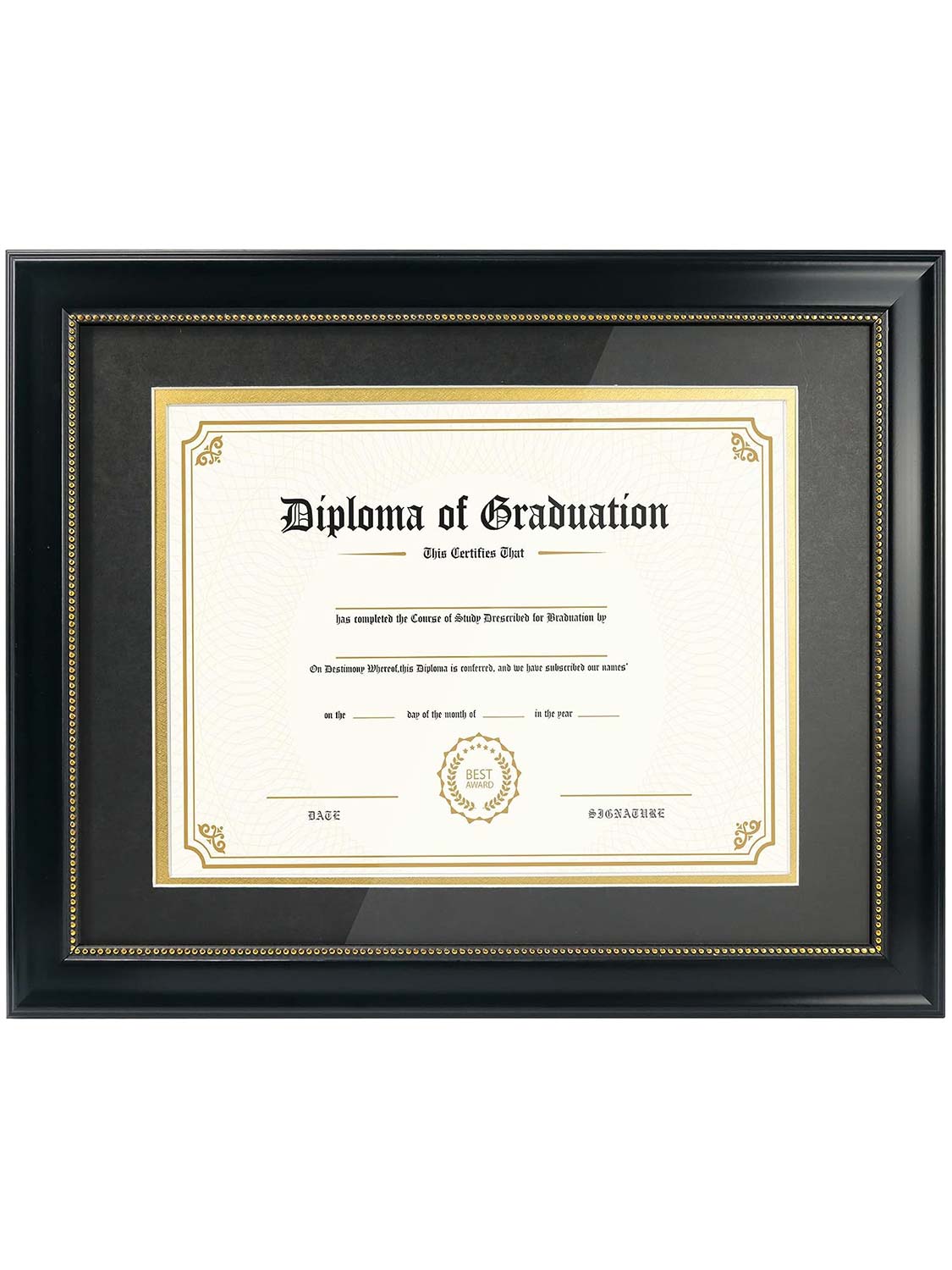 Black Academic Certificate Diploma Frames - Various Sizes & Mat Colors