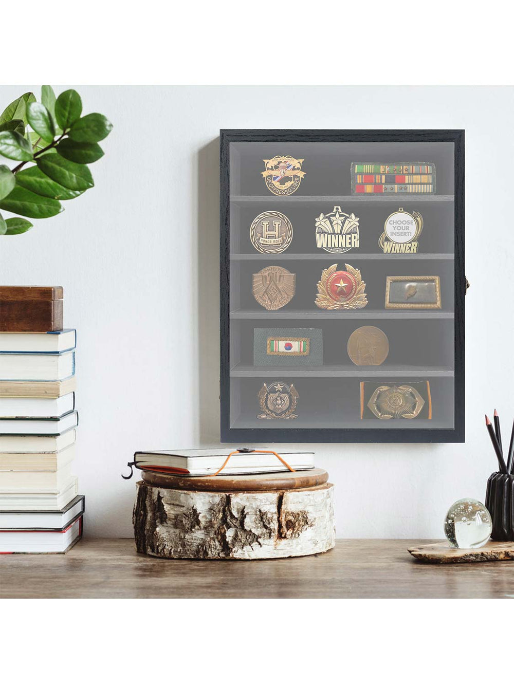 Shadow Box Frame Real Glass Window Door with Removable Shelves - Vario
